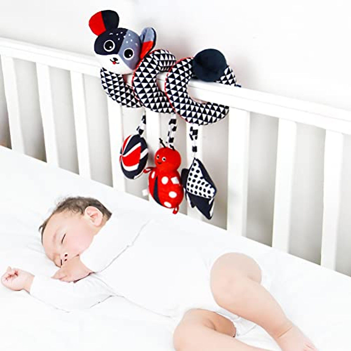 Car Seat Toys For Infants Baby 0-6 Months Newborn Toys, Stroller Toys Accessoire Bebe Toy Take Along Play Activity Spiral Travel Toy Black And White High Contrast Stop Crying Baby Toys For Crib Gift