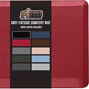 GORILLA GRIP Cushioned Anti Fatigue Mats for Kitchen Floor, Ergonomic Standing Office Desk Mat, Waterproof Scratch Resistant Pebbled Top, Supportive Comfort Padded Foam Rugs, 20x32, 3/4" Thick, Red