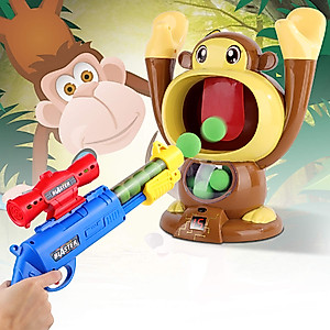 FiGoal Hungry Feeding Game Toy Guns for Boys/Girls, Shooting Games with Electronic Target, Party Cool Toys with LCD Score Record, Sound, 12 Soft Foam Balls, for Kids Age 3-10 Gifts for Valentine's Day