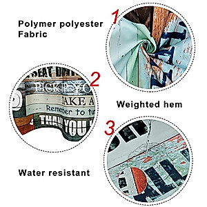 Rustic Quotes Bathroom Rules Shower Curtain Sets with Non-Slip Rug, Toilet Lid Cover and Bath Mat, Teal Inspirational Shower Curtain with 12 Hooks, Vintage Wooden Farmhouse Blue Bathroom Sets