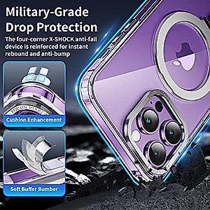 niufoey Magnetic Case for iPhone 14 Pro Max Clear Case with Invisible Stand,[Compatible with Mag Safe][Translucent Matte Case][Tempered Glass Screen Protector+Camera Lens Protector] 6.7 Inch, Clear