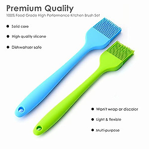 JIANYI Silicone Basting Brush, Food Grade Spread Oil Butter Sauce Marinades for BBQ Grill Baste Pastries Cakes Meat Sausages Desserts and Kitchen Baking, Cooking (Blue + Green)