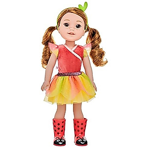 American Girl WellieWishers 14.5-inch Willa Doll with Coral Leotard, Mesh Skirt, Headband, and Boots, For Ages 4+