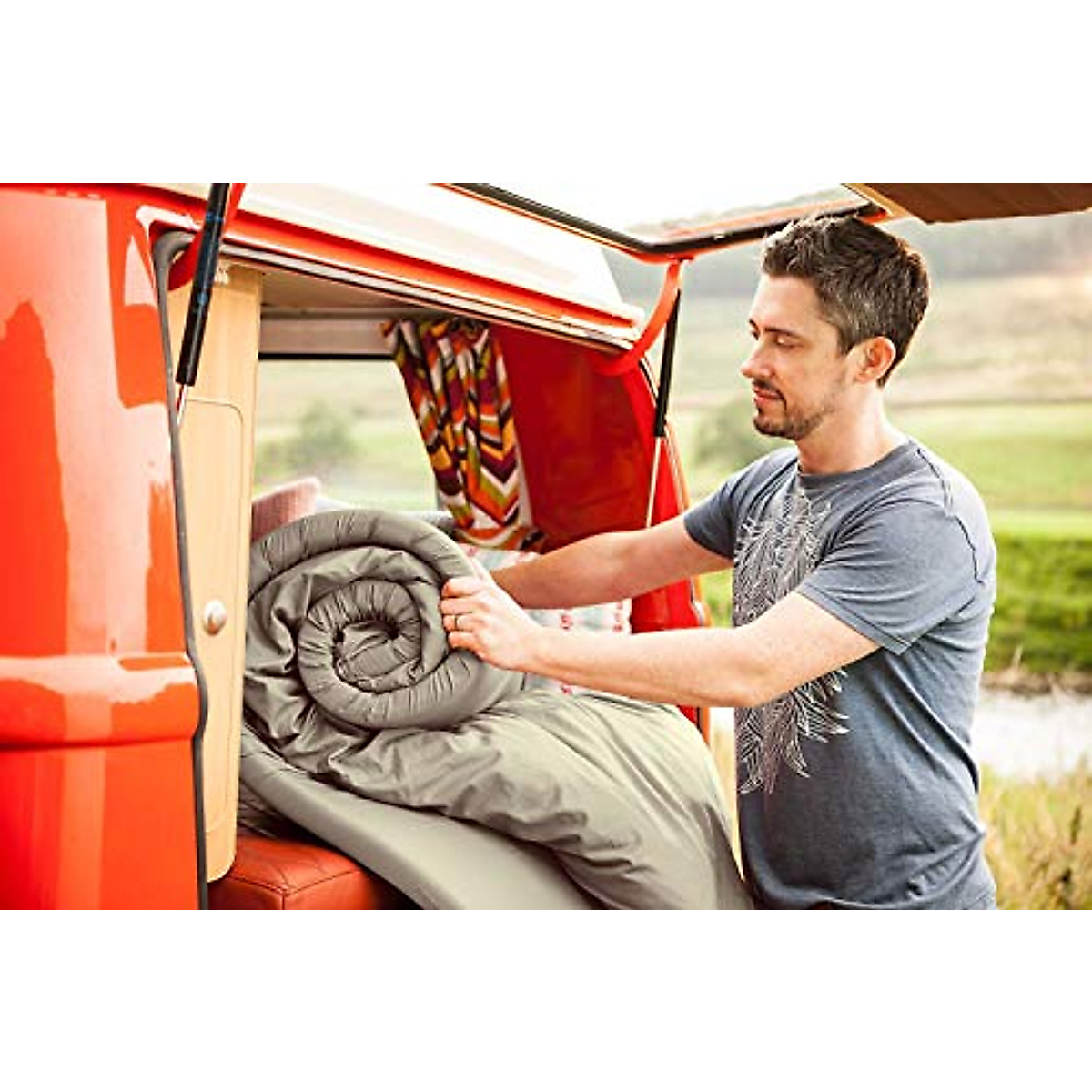 Disc-O-Bed Adult Extra Large Duvalay Luxury Memory Foam Sleeping Pad & Duvet Cappuccino Pattern