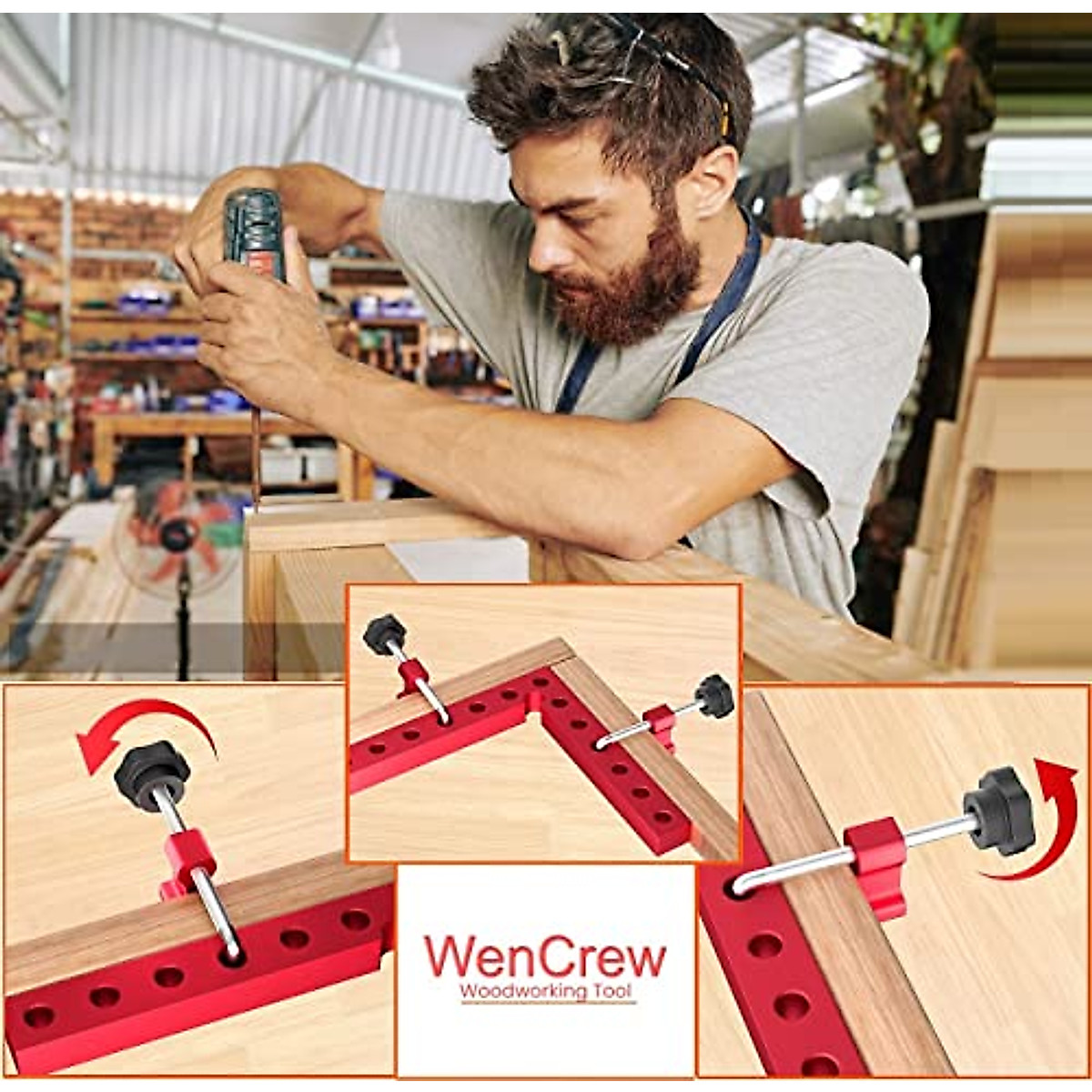 90 Degree 5.5" Aluminum Corner Clamps for Woodworking - 4 Pack Positioning Clamping Squares for Boxes, Cabinets, Drawers