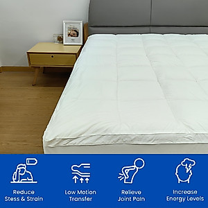 Nutan 3-Inch Quilted Cotton & Fluffy Mattress Topper, Cooling, Soft, Deep Pocket, Queen, White