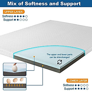 Bomdaia 3 Inch Gel Memory Foam Mattress Topper Twin XL, High Density Bamboo Charcoal Cooling Mattress Pad, Pressure Relieving Bed Topper for Back Pain, Foam Topper with Removable & Breathable Cover
