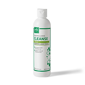 Medline Soothe & Cool Herbal Shampoo and Body Wash, pH Balanced, 8 oz Flip Top Bottle (Pack of 12)