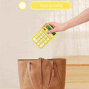 Standard Calculator 12 Digit,Desktop Large Display and Buttons,Calculator with Large LCD Display for Office,School, Home & Business Use,Automatic Sleep,with Battery,with Battery (Yellow and White)