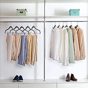 HOUSE DAY Velvet Skirt Hangers 24 Packs Velvet Hangers with Clips Ultra Thin Non Slip Velvet Pants Hangers Space Saving Clothes Hangers for Skirts, Pant, Jeans (Light Grey)