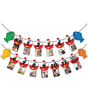 The Big One Bobber Gone Fishing Baby Monthly Photo Banner Little Fisherman Garland First Year Milestone Boys Photo Props Party Cake Smash Decoration Supplies