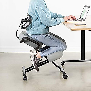 DRAGONN by VIVO Ergonomic Kneeling Chair with Back Support, Adjustable Stool for Home and Office with Angled Seat for Better Posture - Thick Comfortable Cushions, Gray, DN-CH-K02G