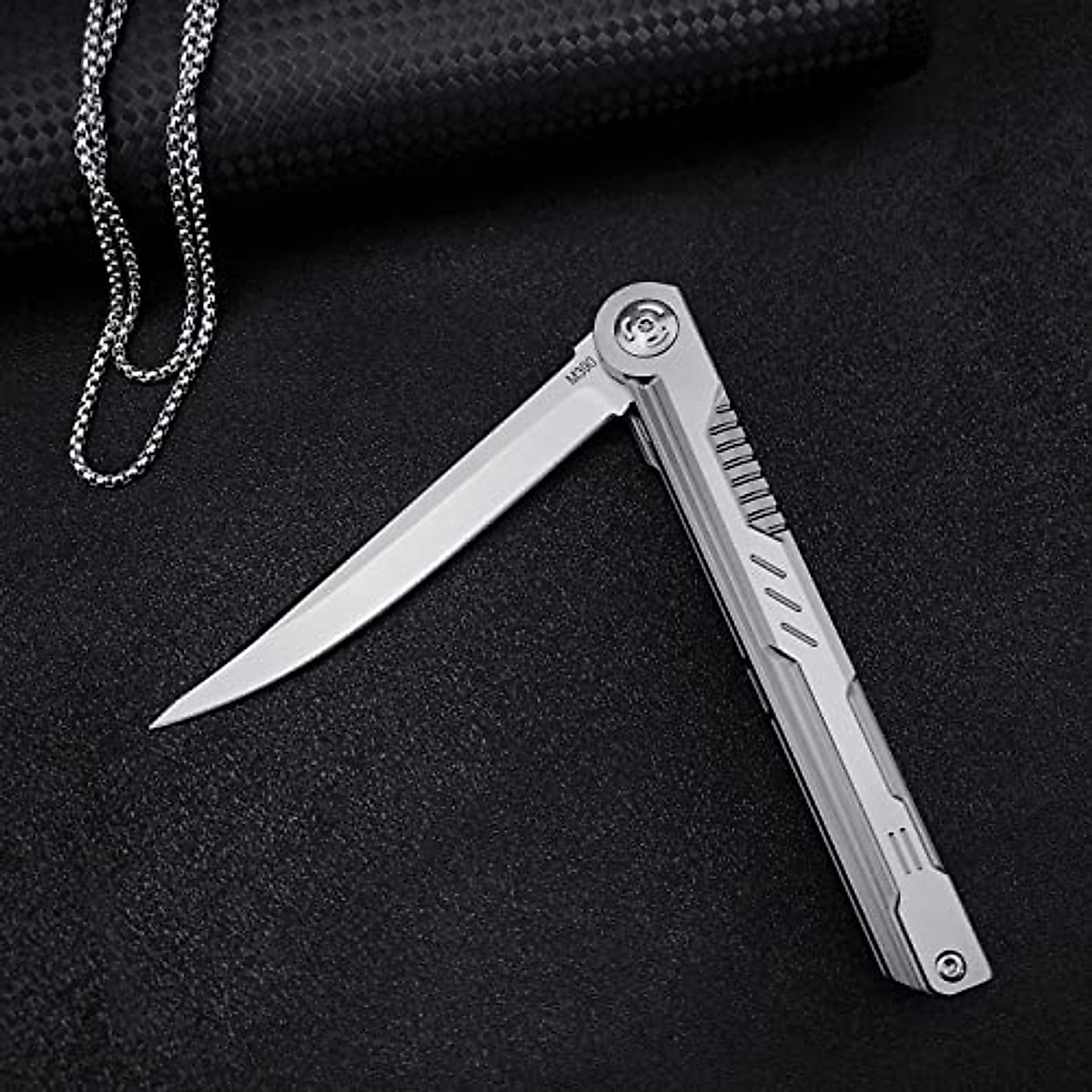 Edc Slim Small Flipper Folding Pocket Knife For Men Ceo, Titanium Handle And Frame Lock With Clip, M390 Plain Drop Point Edge Blade, Outdoor Rescue Survival Everyday Carry Self Defense