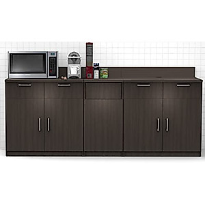 BREAKtime Buffet Sideboard Kitchen Break Room Lunch Coffee Kitchenette Model 8007 3 pc Espresso – Factory Assembled (Furniture Items Purchase ONLY)