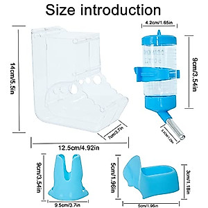 Hamster Automatic Feeder Dispenser for Small Animal Rhamster Ferret Bunny Rabbit Pig Hedgehog Bird Feed Pets, Mini Auto Food Feeding Cage Water Bowl for Vacation（1pcs Feeder+1pcs Water Bowl(Blue)
