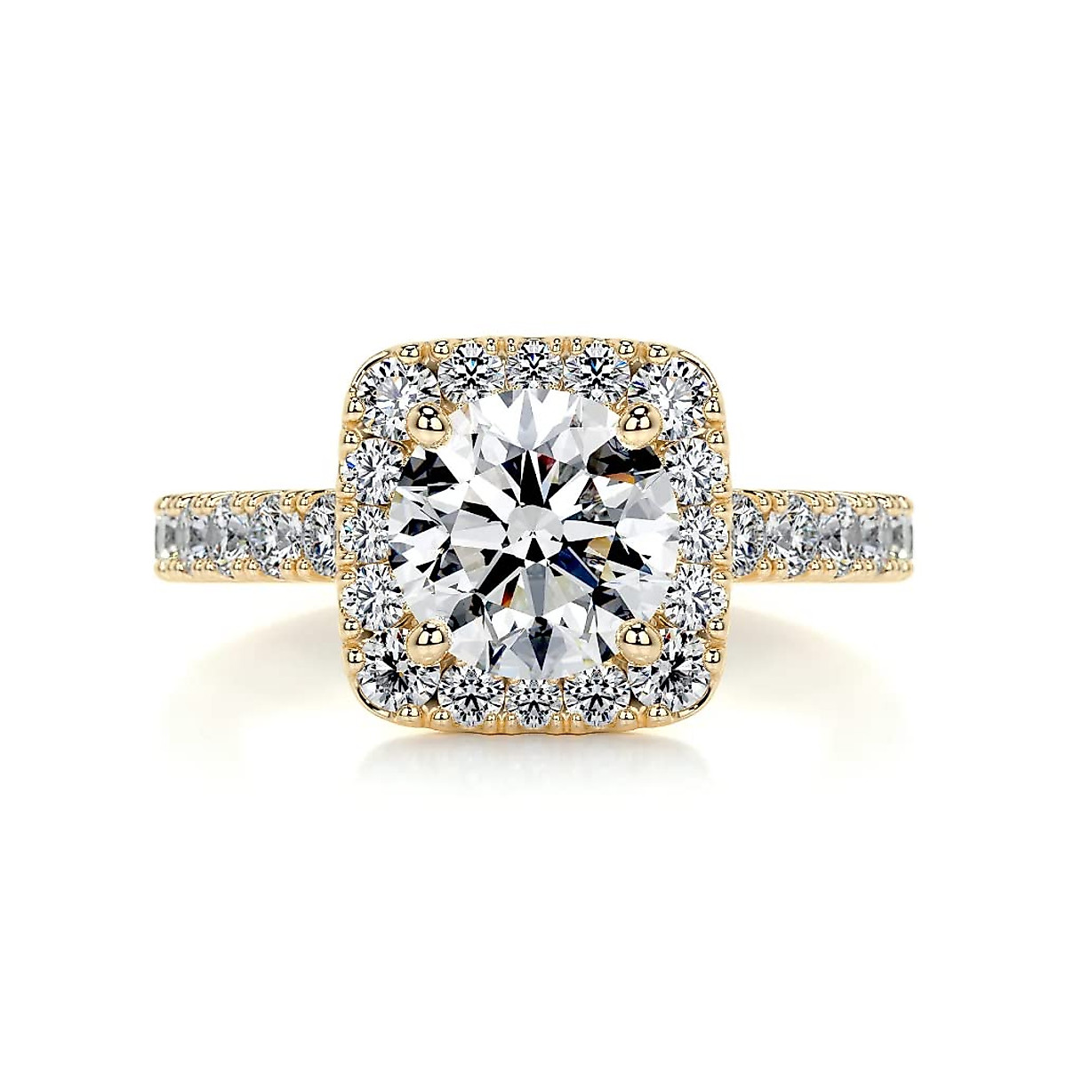 Solid Gold Handmade Moissanite Wedding Ring 3 CT Round Cut Diamond Halo Bridal Engagement Ring for Anniversary Propose Gifts (18K Solid Yellow Gold)