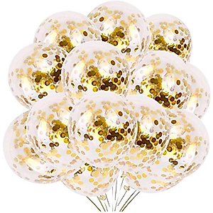 24 Pieces Gold Confetti Balloons | PREFILLED 12 Inch Latex Party Balloons with Gold Confetti for Party Decorations, Wedding & Bridal, Proposal (Gold)
