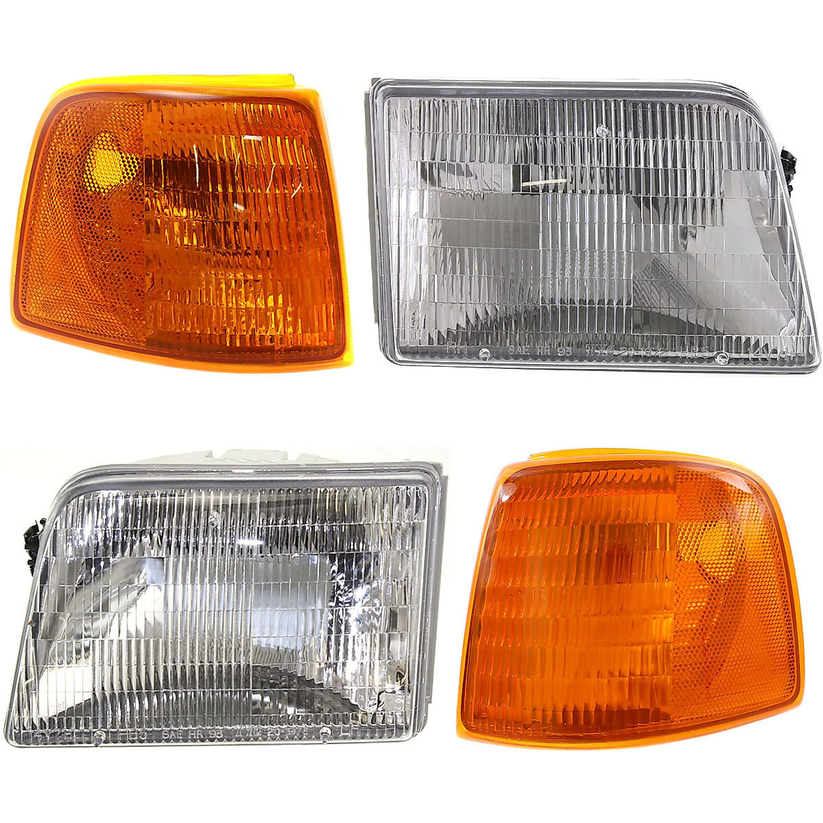 Evan Fischer Headlight Kit Compatible With 1993-1997 Ford Ranger With Corner Light Driver and Passenger Side