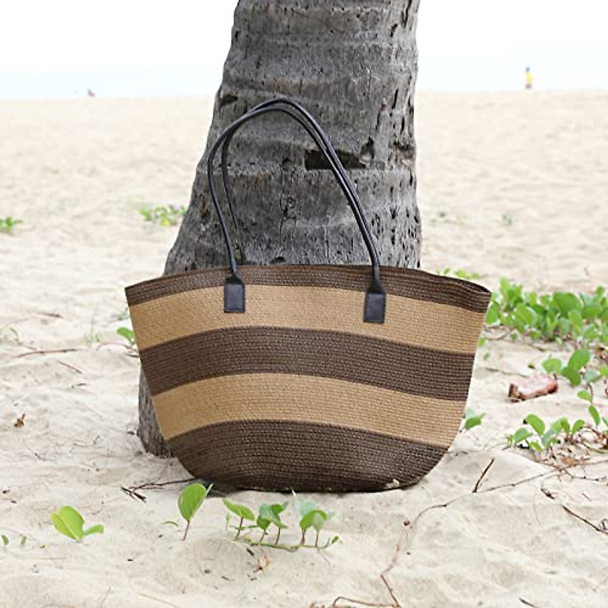 We We Large Canvas Straw Beach bag Pool Bag Waterproof Beach Tote Bags for Women Travel Shoulder Handbag