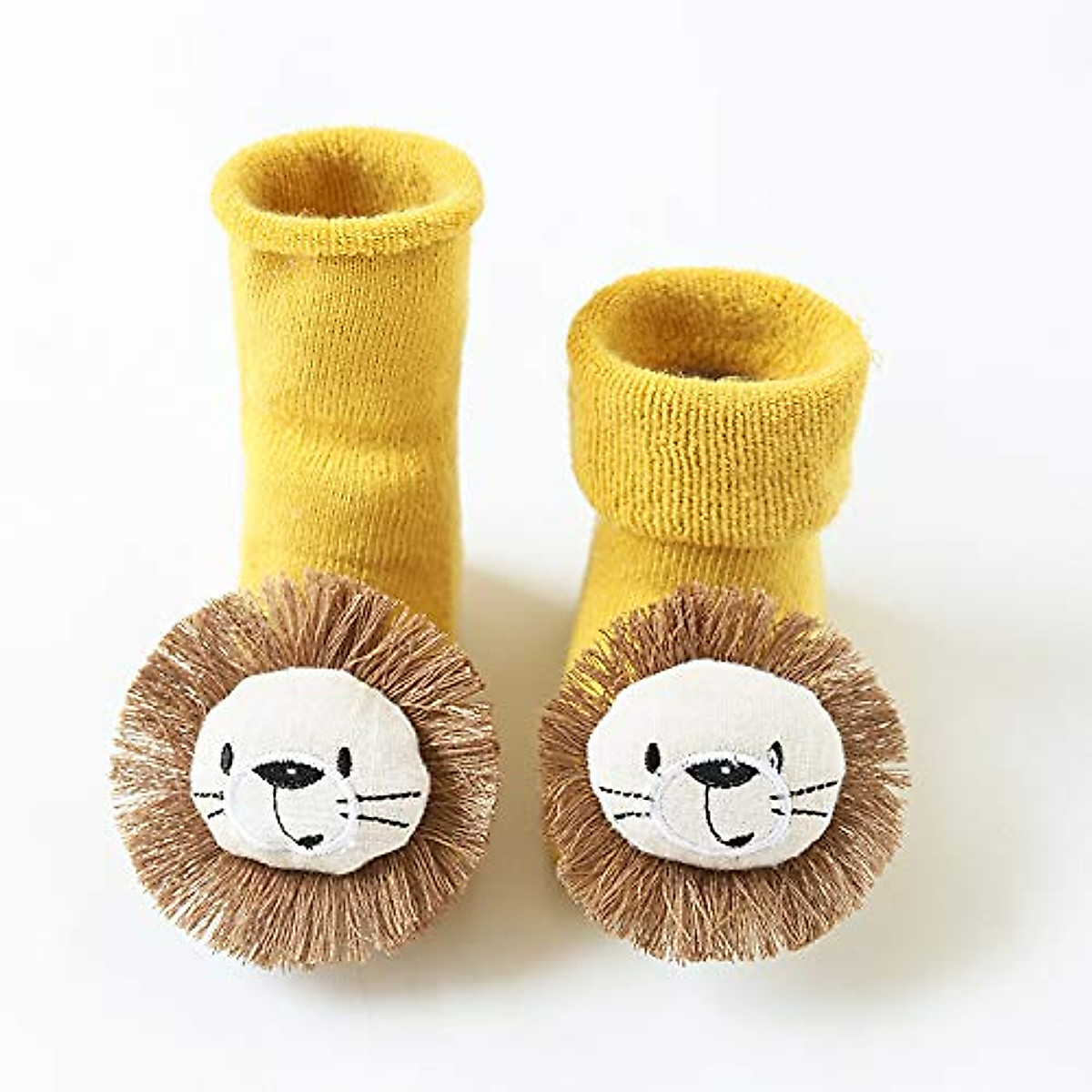 MEIQING 1 Pair Lion Design Unisex Baby Toddler Grip Socks Floor Socks Anti Slip Socks (0-12Month)