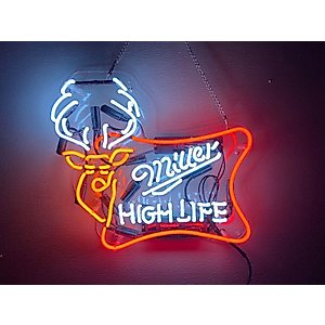 Queen Sense 17" Millers High Life Deer Neon Sign Acrylic Beer Pub Bar Handmade Wall Decor Neon Light A117MHLLDA
