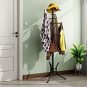 Wisdom Star Coat Racks Freestanding, 12 Hooks Coat Tree Used in the Bedroom Living Room Office, Coat Hanger Stand Coat Rack Stand Can be Hang Clothes, Hats, Bags, Black