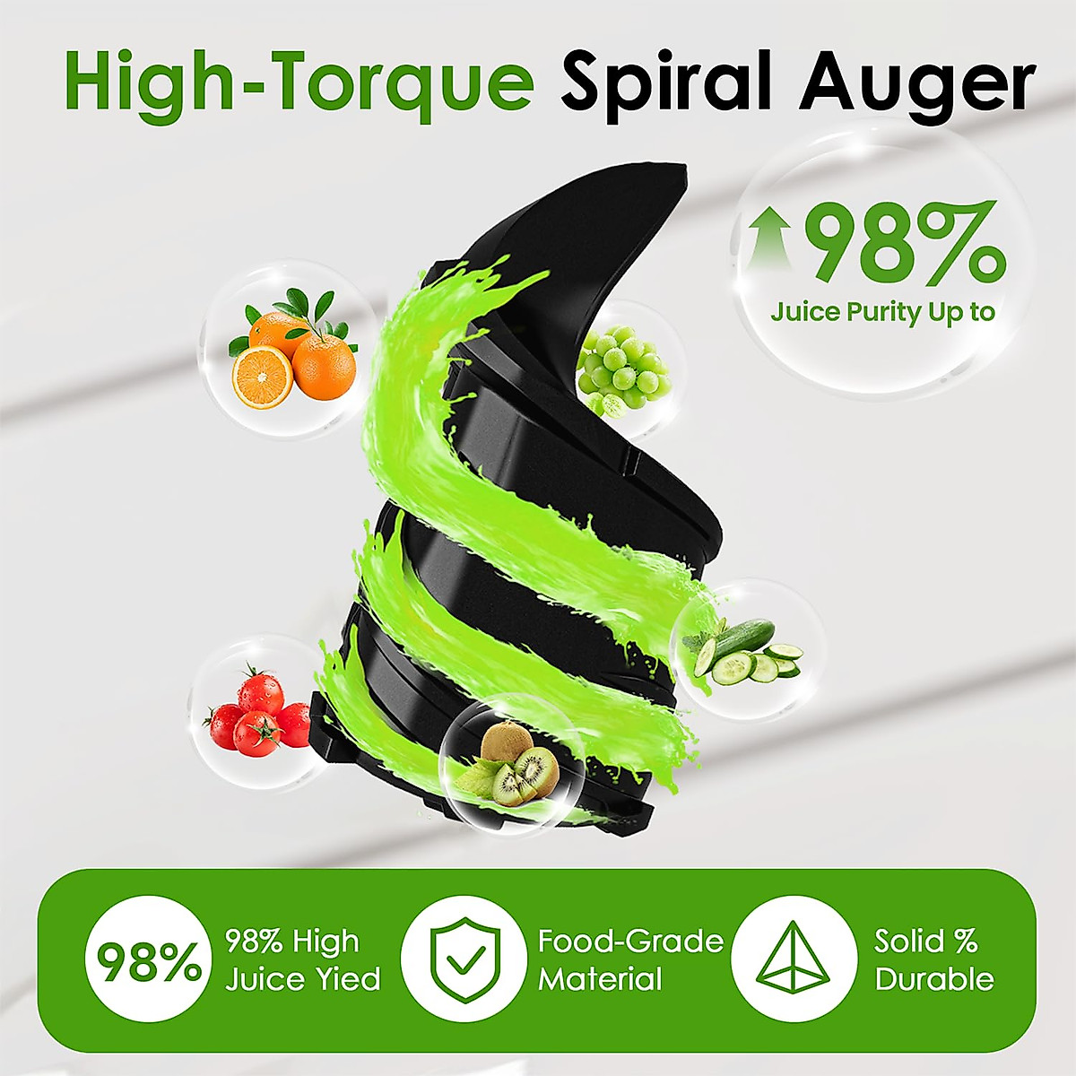 Cold Press Juicer, 5.81" 80oz Feed Chute Juicer, 350w Slow Masticating Juicer with 42oz Integrated Pulp Cup, Juicer Machines for Whole Vegetables and Fruits