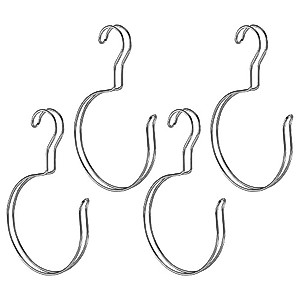 mDesign Closet Hanger Organizer Large Accessory Metal Loop Hooks for Ties, Belts, Scarves, Shawls, Pashminas - 4 Pack - Chrome