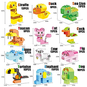 Animals Building Blocks Set, 122 Pieces Animal Building Toy Kit with Storage Box for Kids Ages 3 4 5 6 Years, Creative STEM Educational Preschool Toys for Toddlers Boys Girls Christmas Birthday Gift