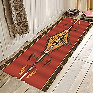 Large Area Rugs,Aztec Retro Southwestern Native American Ethnic Tribal Vintage Abstract Geometric Navajo Colorful,Runner Rug Floor Non-Slip Door Mats Door Rugs Carpet for Hallway Living Room Bedroom
