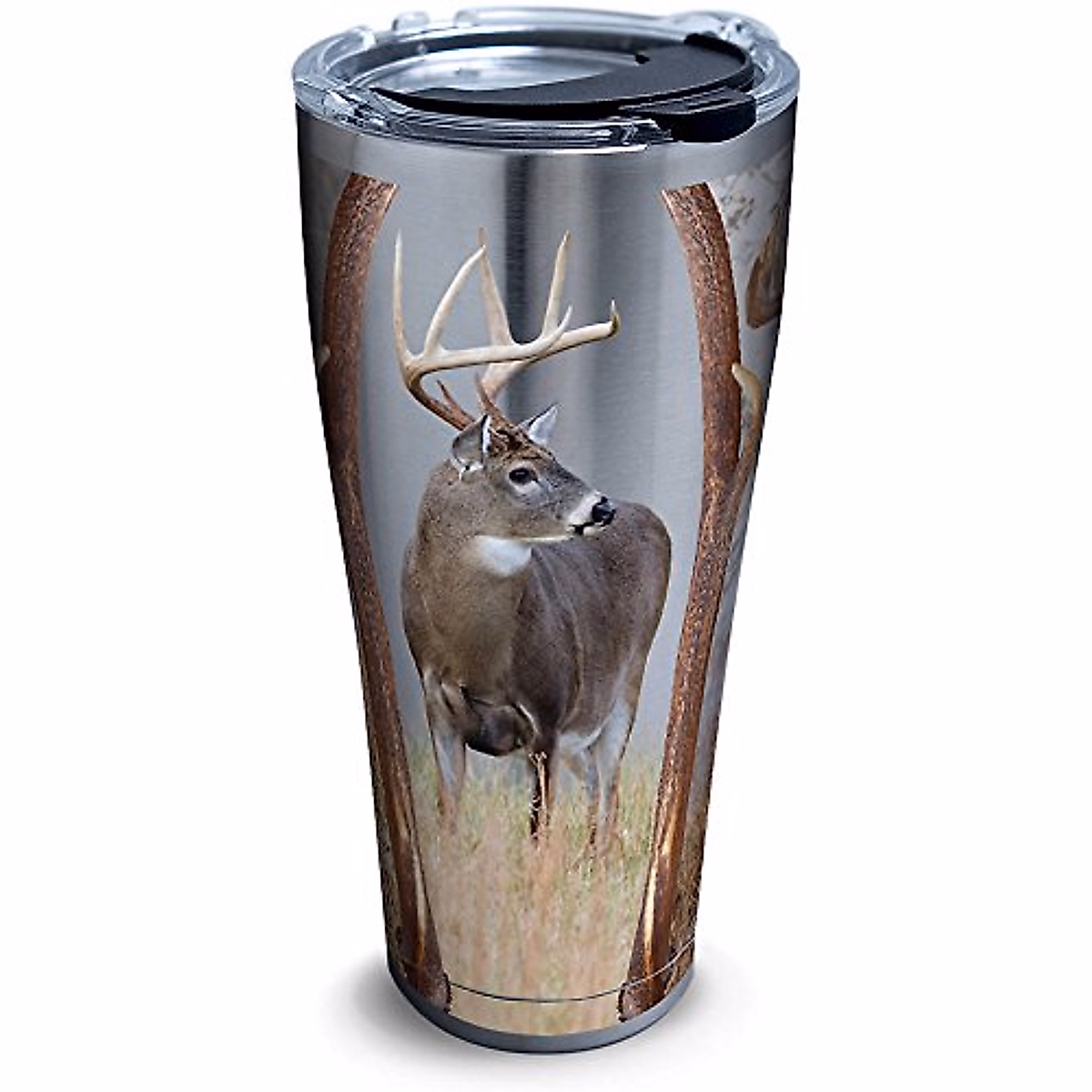 Tervis Deer Trio Stainless Steel Tumbler with Clear and Black Hammer Lid 30oz, Silver