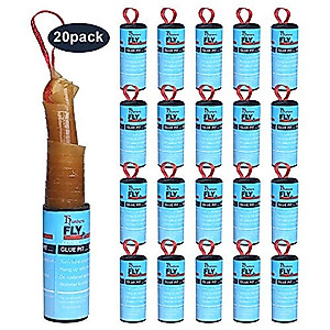 Dwcom 20 Pack Sticky Fly Traps Hanging, Fly Paper Strips Fly Ribbon Catcher Gnat Mosquito for House, Kitchen, Bullpen, Stable, Pasture