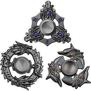 3 Pieces Dragon Fidget Spinner, Cool Metal Hand Finger Spinners, Fingertip Spinners Toy Metal for Anxiety Stress Relief Toy Party Favor Birthday Gifts for Kids Adults, Classroom Prizes(Black)