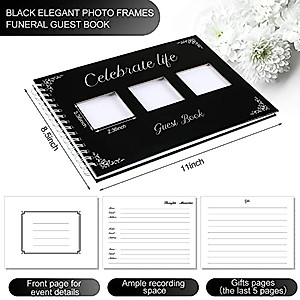 Funeral Guest Book with Picture Pocket Memorial Service Guest Book Funeral Guestbook Sign in Guest Book Celebrate Life Signature and Memory Book for Address Name, 48 Pages, 11 x 8.5 Inch (Classic)