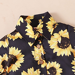 Noubeau Baby Boy Girl Brother Sister Matching Outfits Sunflower Print Short Sleeve Tops Romper+Suspender Overalls Shorts Clothes Set (Sunflower- Shirt, 12-18 Months)