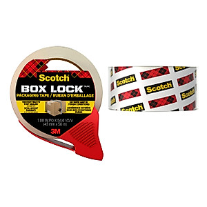 Scotch Box Lock Packaging Tape, 2 Rolls with 1 Refillable Dispenser, 1.88 in x 54.6 yd, Extreme Grip, Sticks Instantly to Any Box