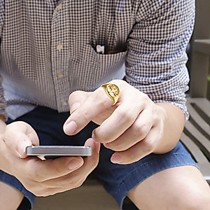 Rofusn Women Men's Hollow Tree of Life Ring, Stainless Steel Religious Vintage Life Tree Round Signet Band Rings for Wedding Band Anniversary