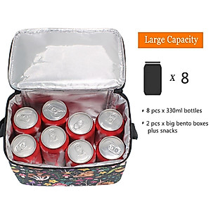 ZZXXB Snail Mushroom Floral Insulated Lunch Bag Cooler Reusable Lunch Box School Office Travel Picnic Tote Bag for Women Men Kids