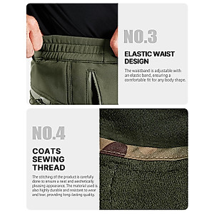 FREE SOLDIER Men's Outdoor Softshell Fleece Lined Cargo Pants Snow Ski Hiking Pants with Belt (Army Green 34W x 30L)