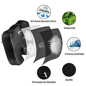 Coccyx Seat Cushion Pillow Orthopedic | Memory Foam Chair Pillow | Relieves Back, Tailbone Pressure, Sciatica Nerve Pain Relief | Premium Comfort for Home, Office, Car or Event Seating