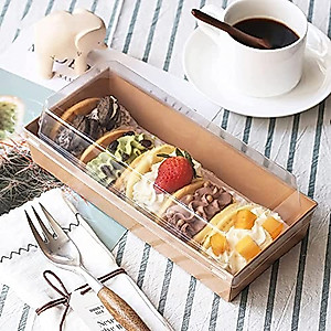 XIAOHONG 50 Pack Paper Charcuterie Boxes with Clear Lids, 7.5'' Brown Disposable Food Containers Bakery Boxes for Sandwich,cake roll, Hot Cocoa Bombs, Strawberries, Cookies