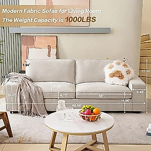COOSLEEP Modern Sofas Couches for Living Room, Loveseat Sofas & couches with Removable Sofa Cushion and Detachable Sofa Cover, Solid Wood Frame and Serpentine Spring,Easy to Install (Beige)