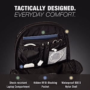 Ridge The Commuter - Weatherproof Backpack | Travel Backpack with Laptop Holder | Work Backpack | Weather Proof, RFID Blocking Nylon Backpack | Black
