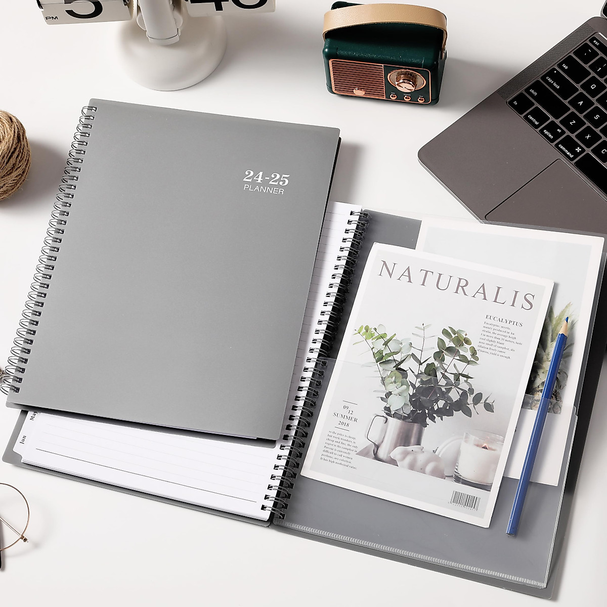 2024-2025 Planner - Weekly and Monthly Planner 2024-2025, 9” × 11”, Planner 2024-2025 from JUL. 2025 to JUN. 2025, Inner Pocket, Premium Paper, Twin-wire Binding, Make Life Productive - Gray