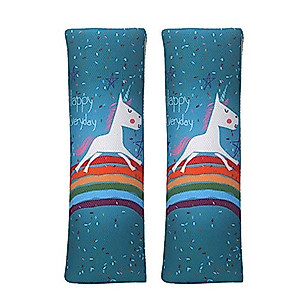 Seatbelt Covers for Kids,2 Pack Unicorn Seat Belt Cushion Shoulder Strap Pad,Universal Cute Cartoon Car Seat Belt Pad for Adults Children Toddler,Baby Girl Boy Carseat Neck Harness Protector
