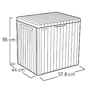 Keter City 30 Gallon Resin Deck Box for Patio Furniture, Pool Accessories, and Storage for Outdoor Toys, Brown