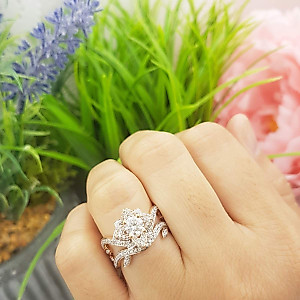 Dazzlingrock Collection 2.25 Carat (ctw) Round White Cubic Zirconia Engagement Ring Set for Women in 14K Rose Gold Size 7.5