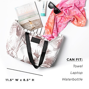 ALOHA Collection Splash-Proof Reversible Monstera Holo Holo Tote in Seaweed