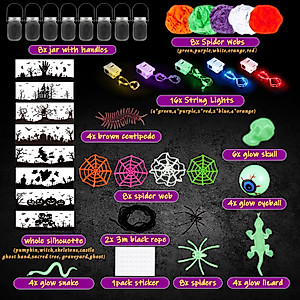 Halloween Crafts for Kids, 8 PCS Halloween Mason Jar with Accessories for DIY Craft, Halloween Art Party Favor Supplies, Halloween Decoration Trick or Treating, Classroom Halloween Art Activities