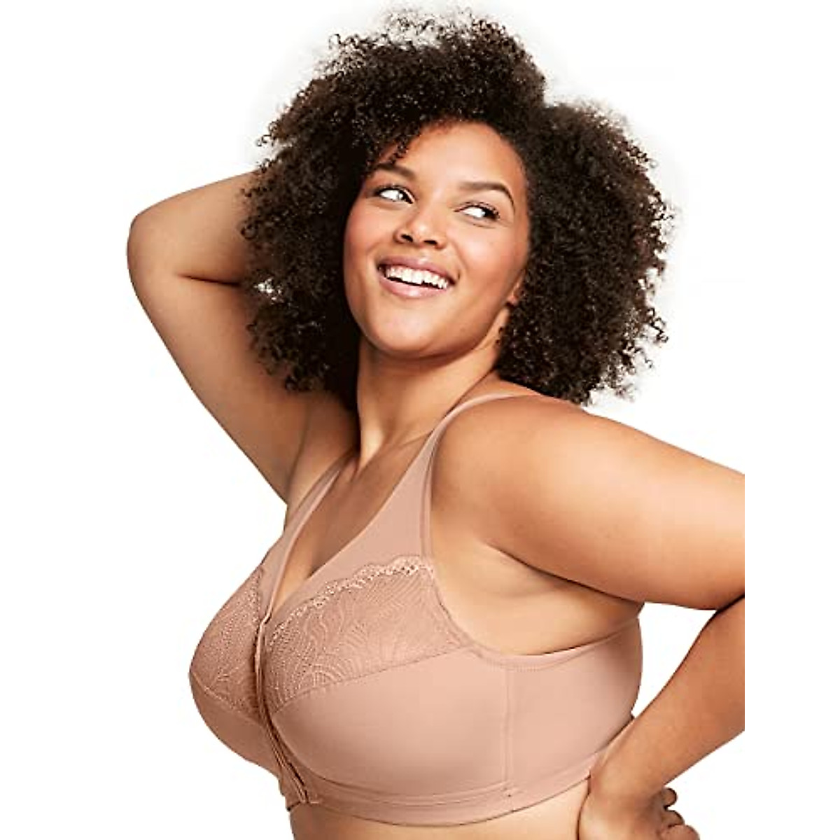Glamorise Full Figure Plus Size MagicLift Natural Shape Front-Closure Bra Wirefree #1210